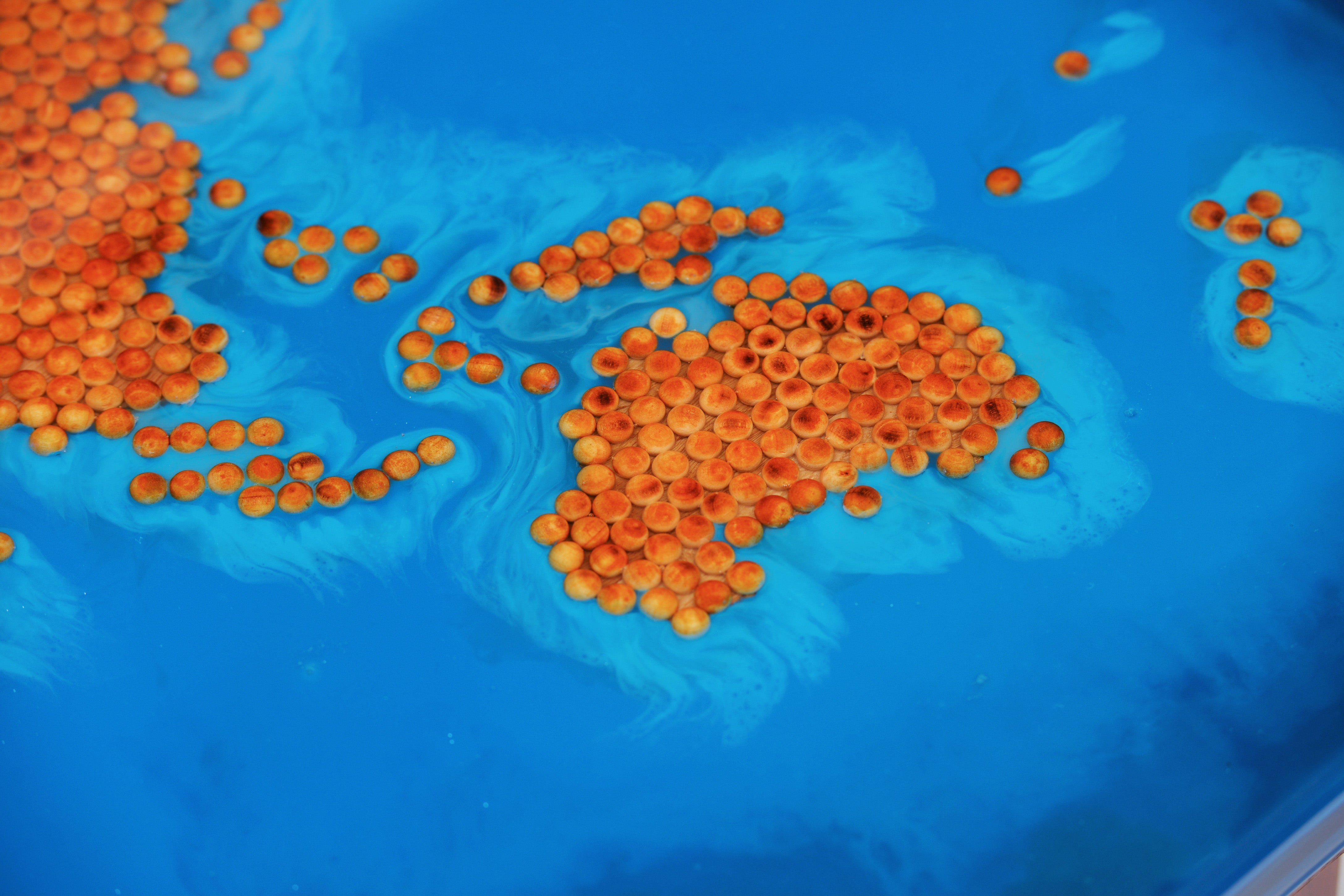 Creative large 3D world map multilayer of ocean blue colour epoxy resi ...